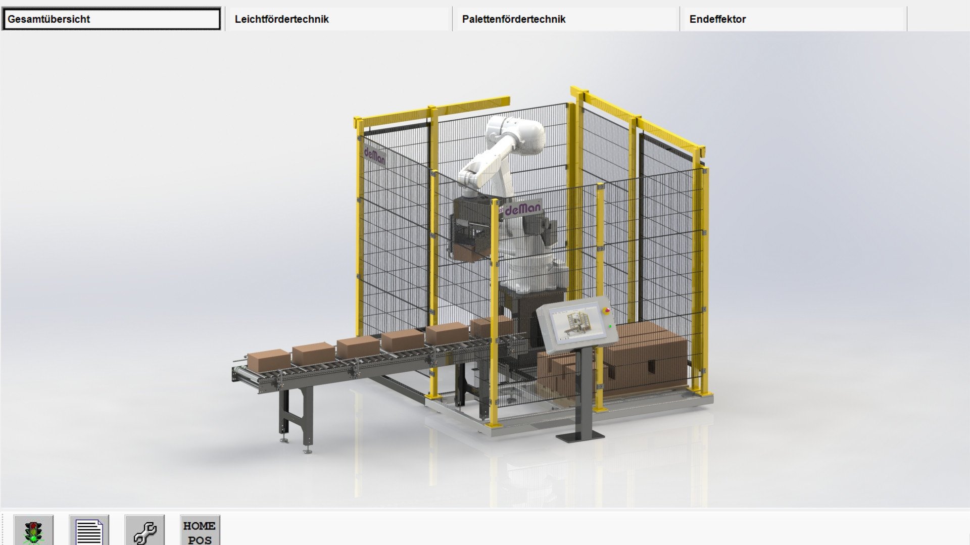 Compact palletizing cell for more efficiency