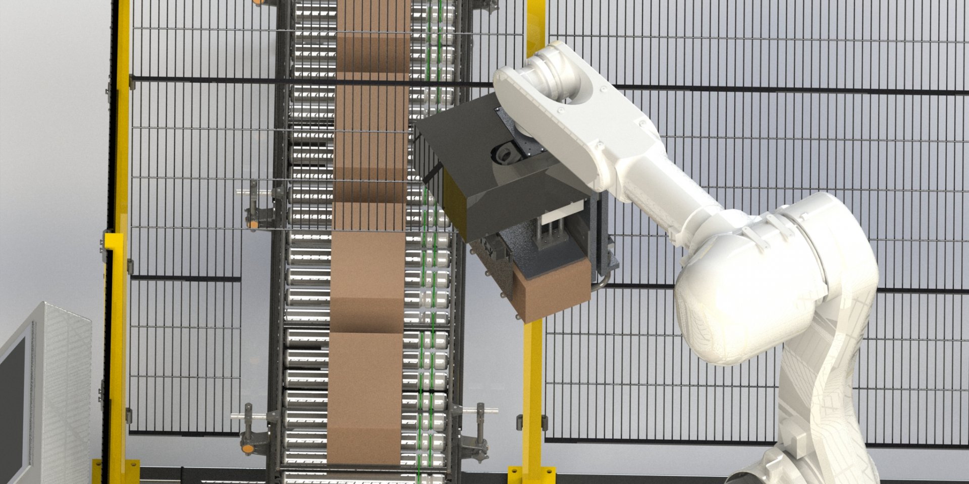 Compact palletizing cell for more efficiency