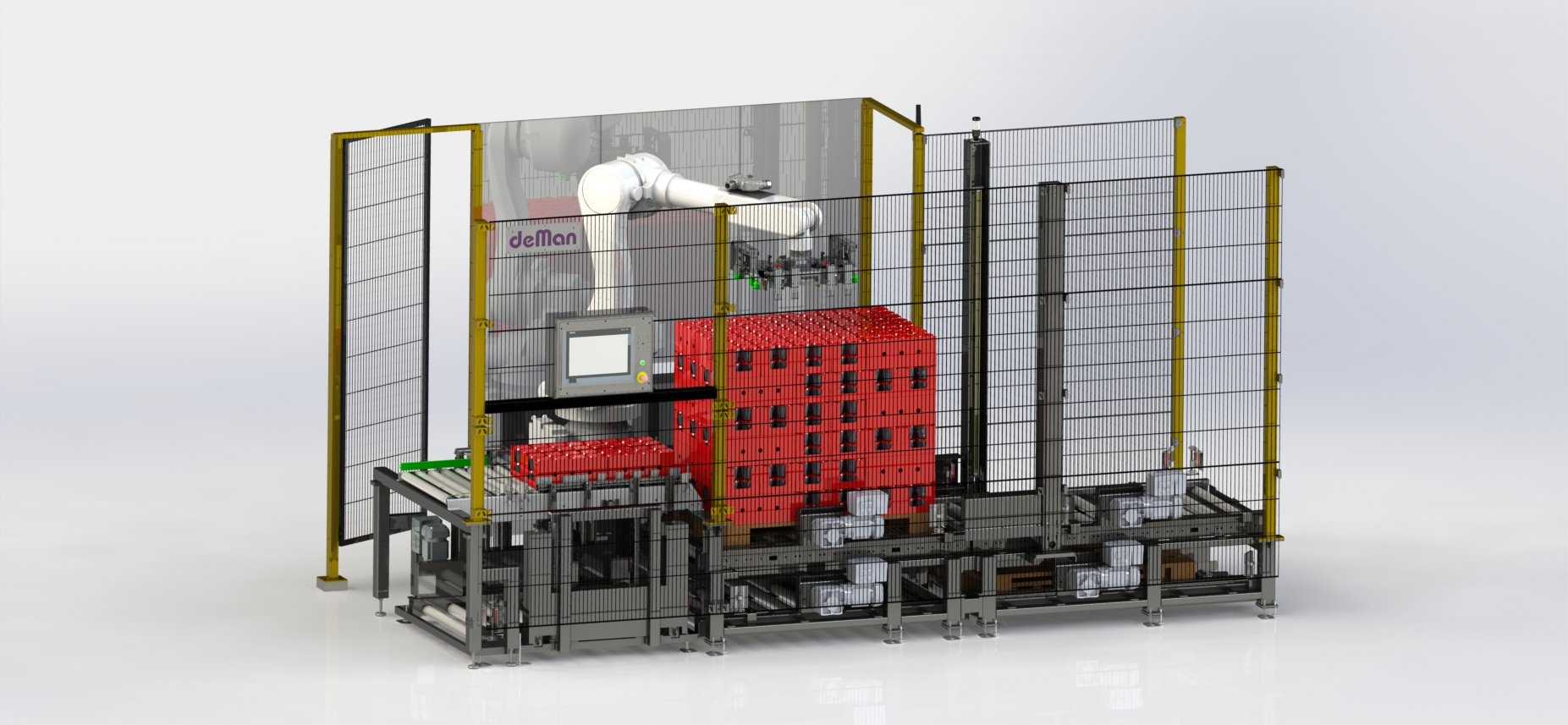 Compact palletizing cell for more efficiency